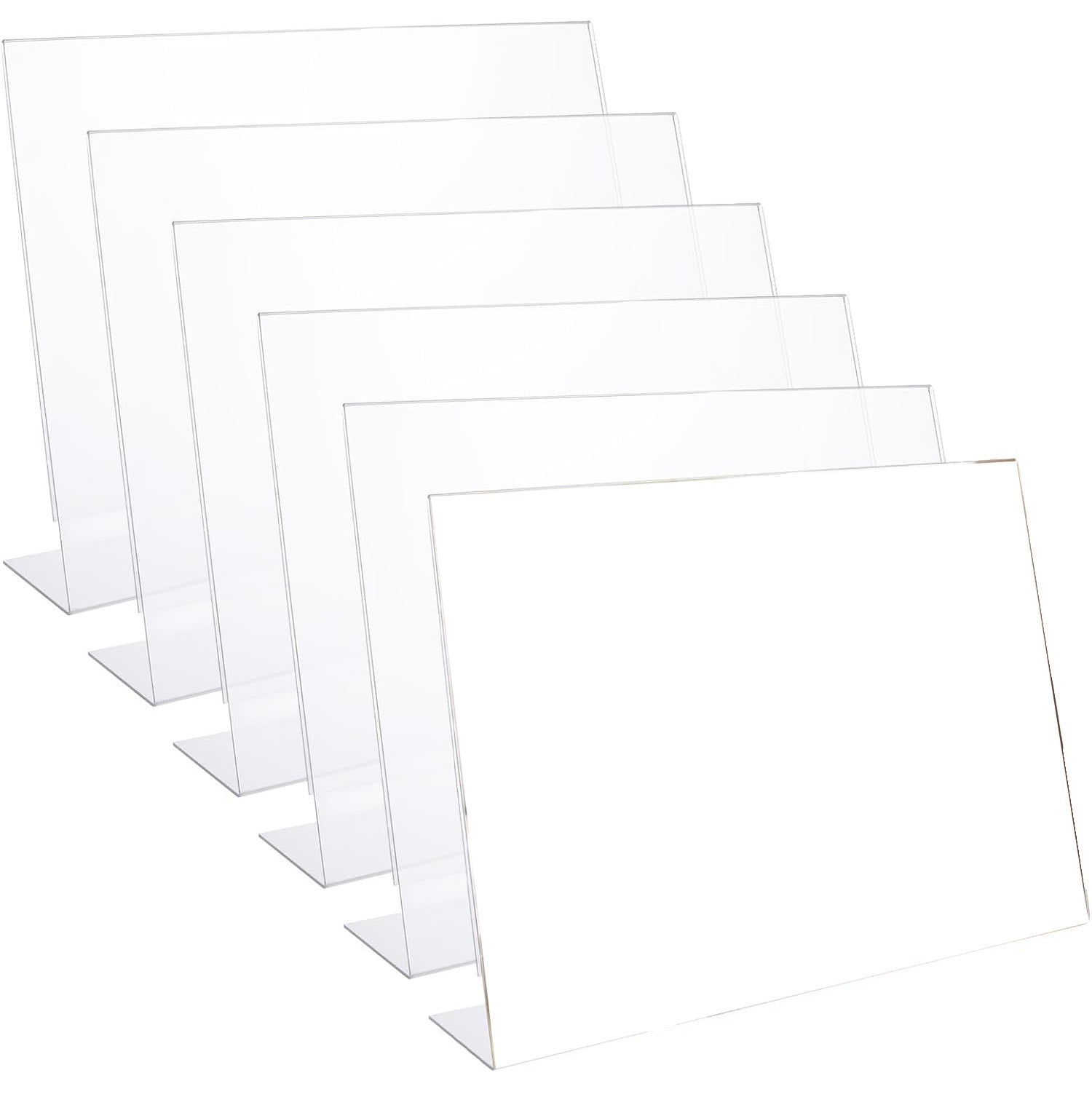 Pack of 6 A4 Horizontal Design L-Shape Transparent Acrylic Label Sign ...