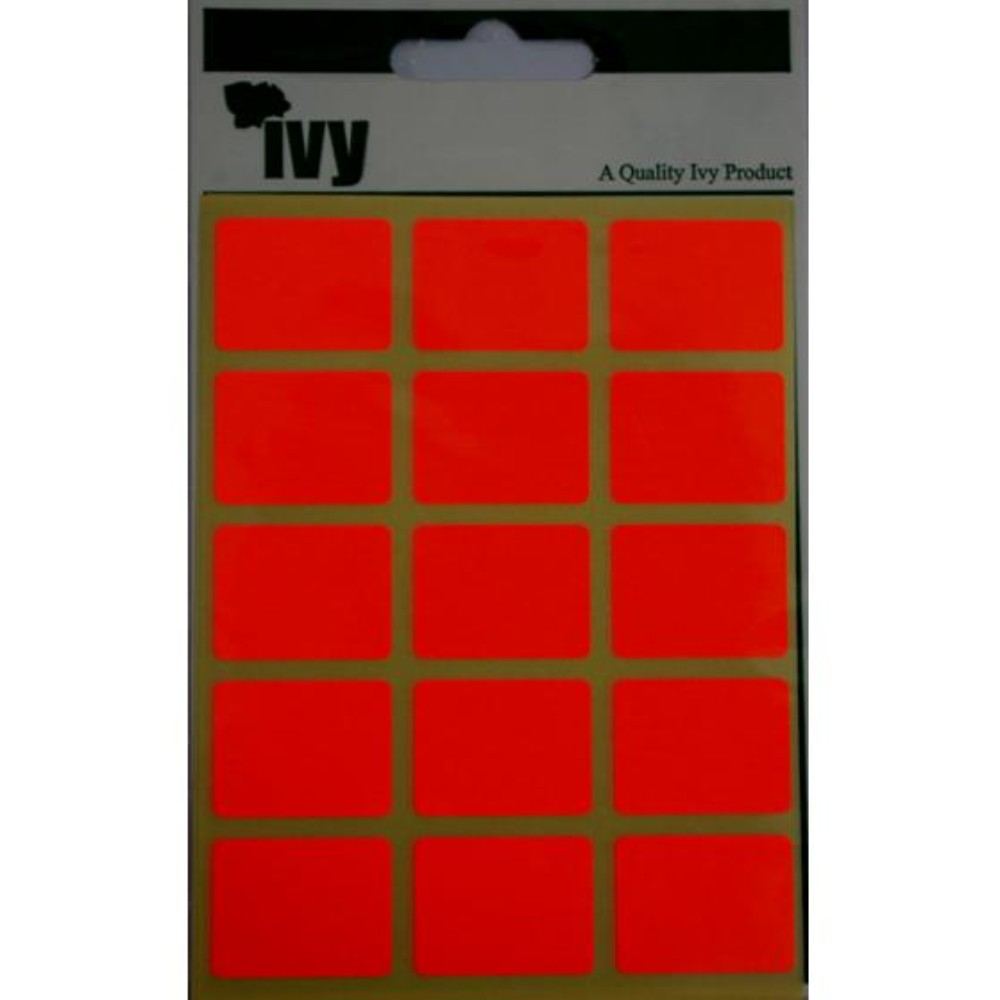 Pack of 60 Red Fluorescent 19x25mm Rectangular Labels– Shop Inc