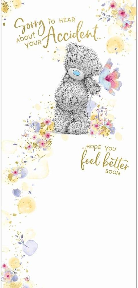 Bear Holding Flower Get Well Accident Card– Shop Inc