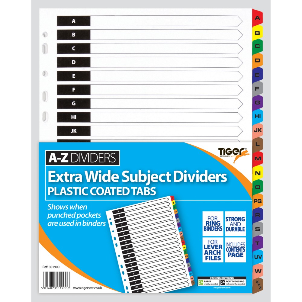 A4 A-Z Extra Wide Card Tab Dividers– Shop Inc