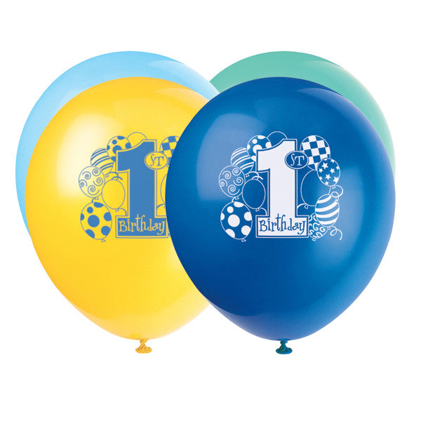Pack of 8 First Birthday Blue Balloons 12" Latex Balloons– Shop Inc