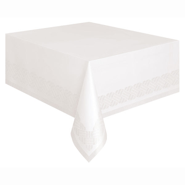 White Solid Rectangular Paper-Poly Table Cover, 54"x108"– Shop Inc