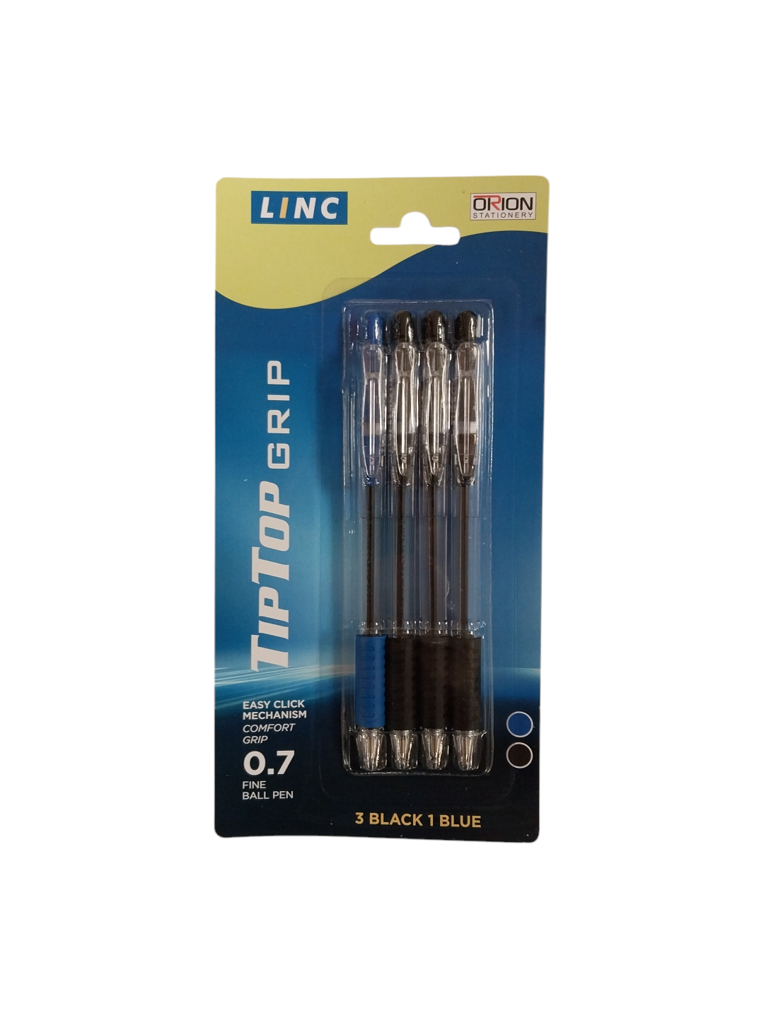 Pack of 4 Tip Top Grip Pen 3 Black 1 Blue– Shop Inc