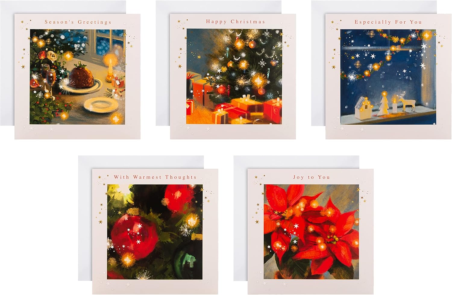 Pack of 30 in 5 Contemporary Designs Festive Christmas Card– Shop Inc
