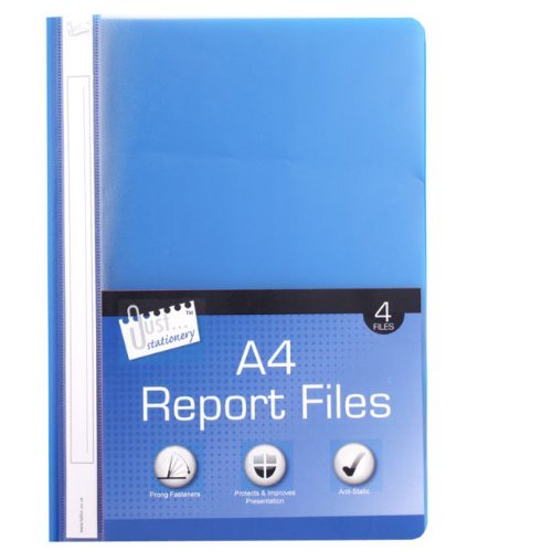 Pack of 4 Just Stationery A4 Business/Report File with Metal Tab - Ass ...