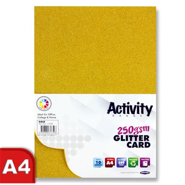 Pack of 10 Sheets A4 Gold 250gsm Glitter Card by Premier Activity– Shop Inc