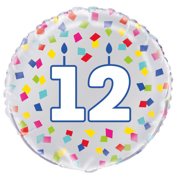 Rainbow Confetti Birthday Number 12 Round Foil Balloon 18"– Shop Inc