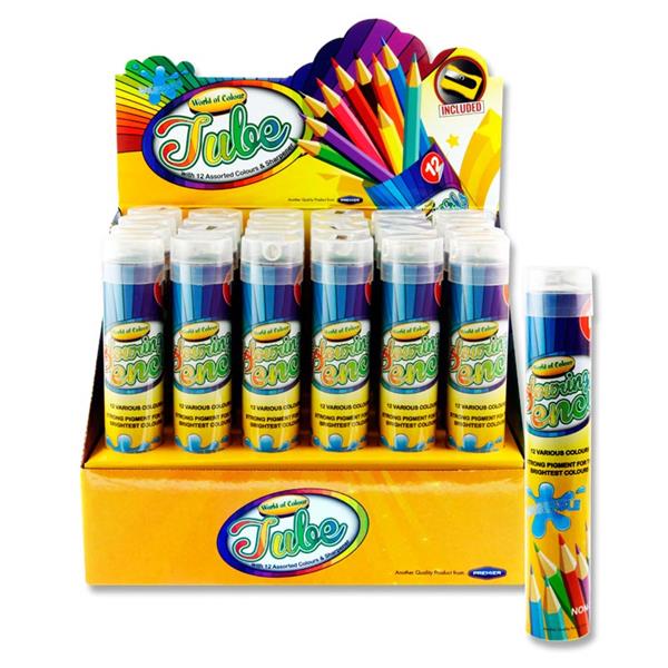 Tube of 12 Colouring Pencils & Sharpener by World of Colour– Shop Inc