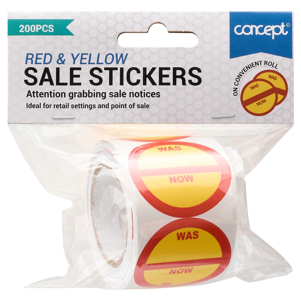 Roll of 200 1.5" Red & Yellow Sale Stickers by Concept– Shop Inc