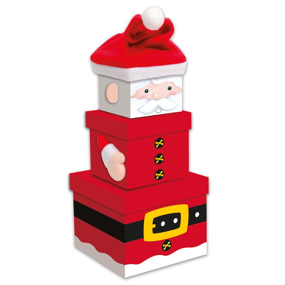 Christmas Santa Design 3 Piece Stacking Nested Boxes– Shop Inc