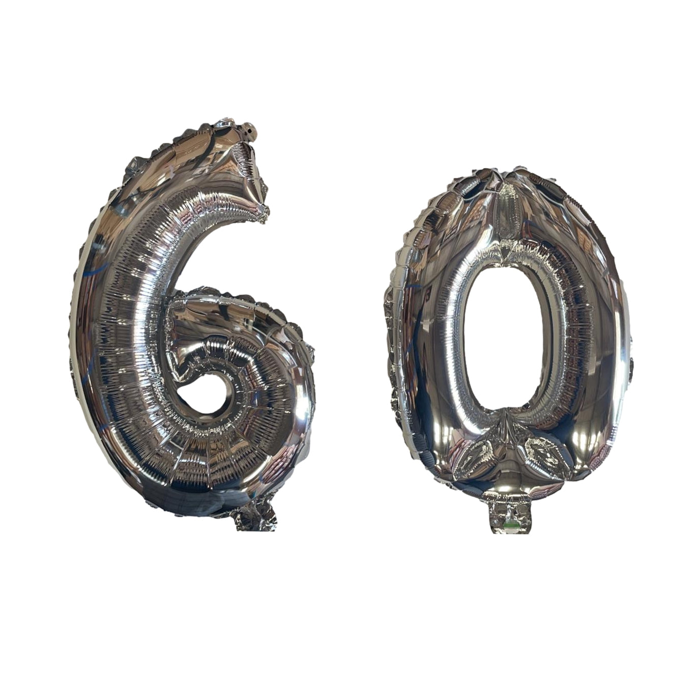 Silver Number 60 Foil Balloons With Ribbon and Straw for Inflating ...