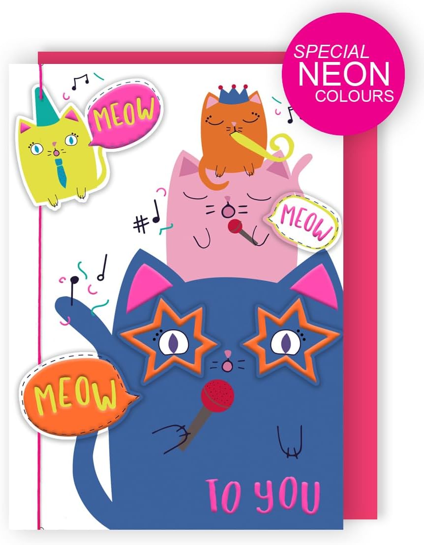Meow Meow To You Meow-Tastic Sing-Along! Hand-Finished Birthday Card ...