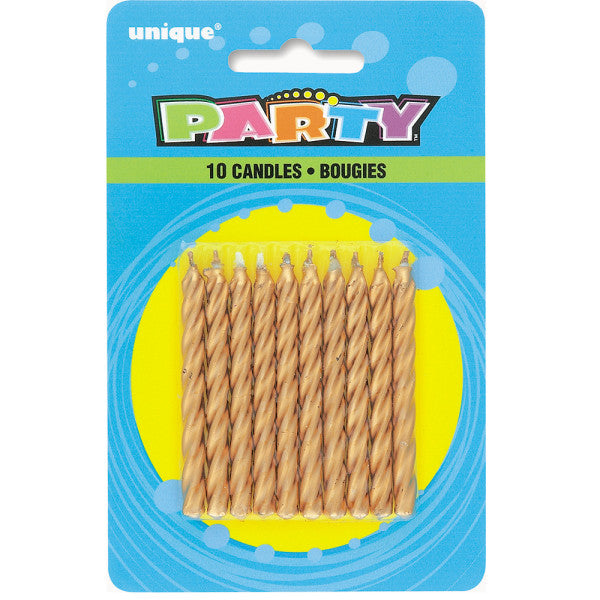 Pack of 10 Gold Spiral Birthday Candles– Shop Inc