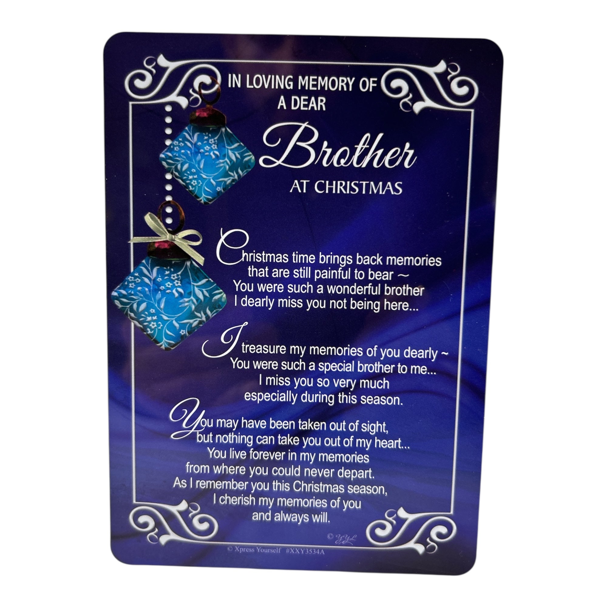 In Loving Memory of a Dear Brother Christmas Graveside Keepsake Card ...