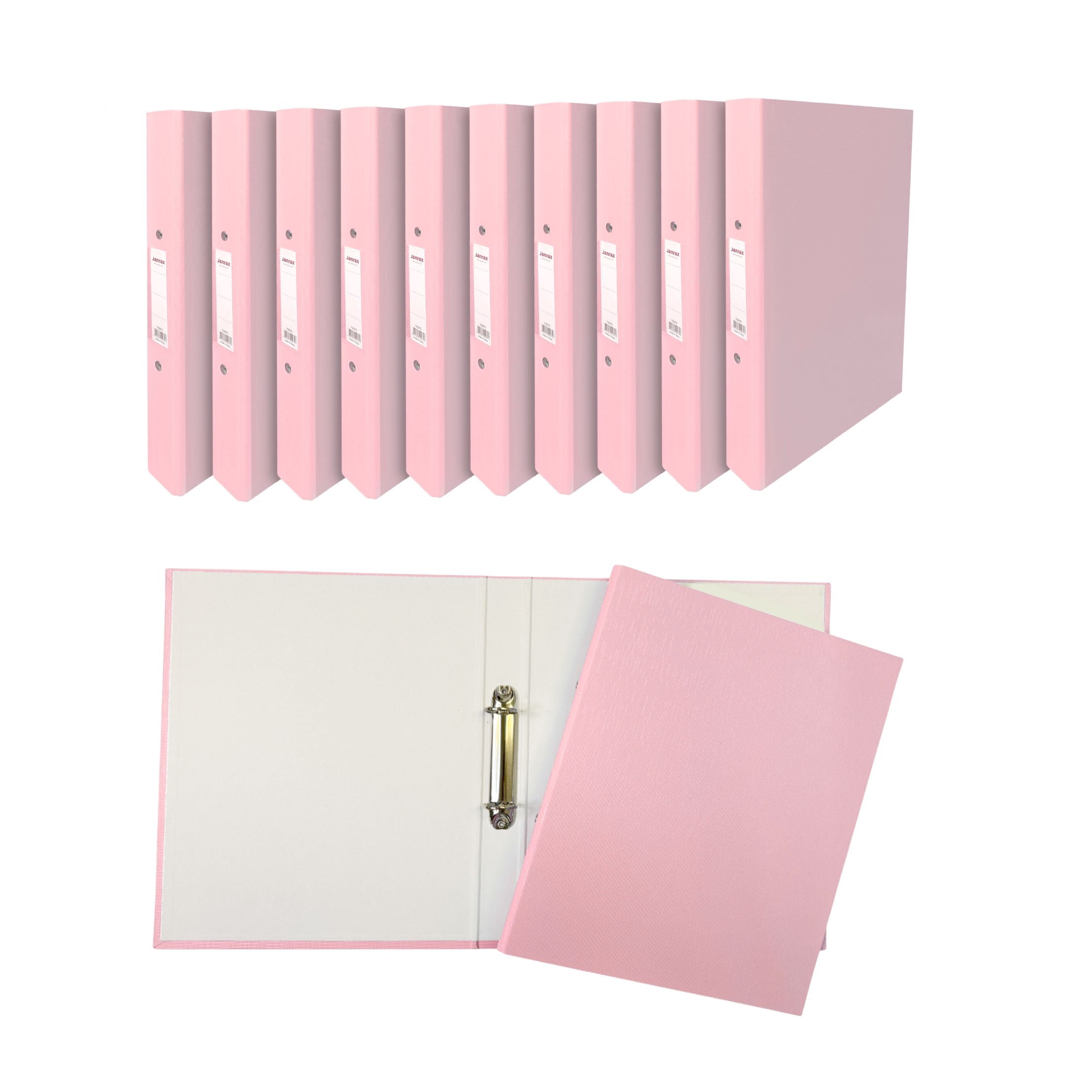 Pack of 10 A4 Pastel Pink Paper Over Board Ring Binders by Janrax– Shop Inc