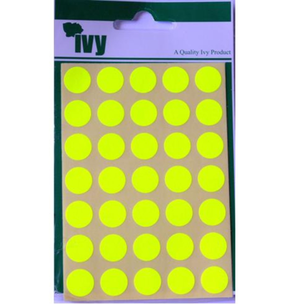 Pack of 140 Yellow Fluorescent 13mm Round Sticky Dots– Shop Inc